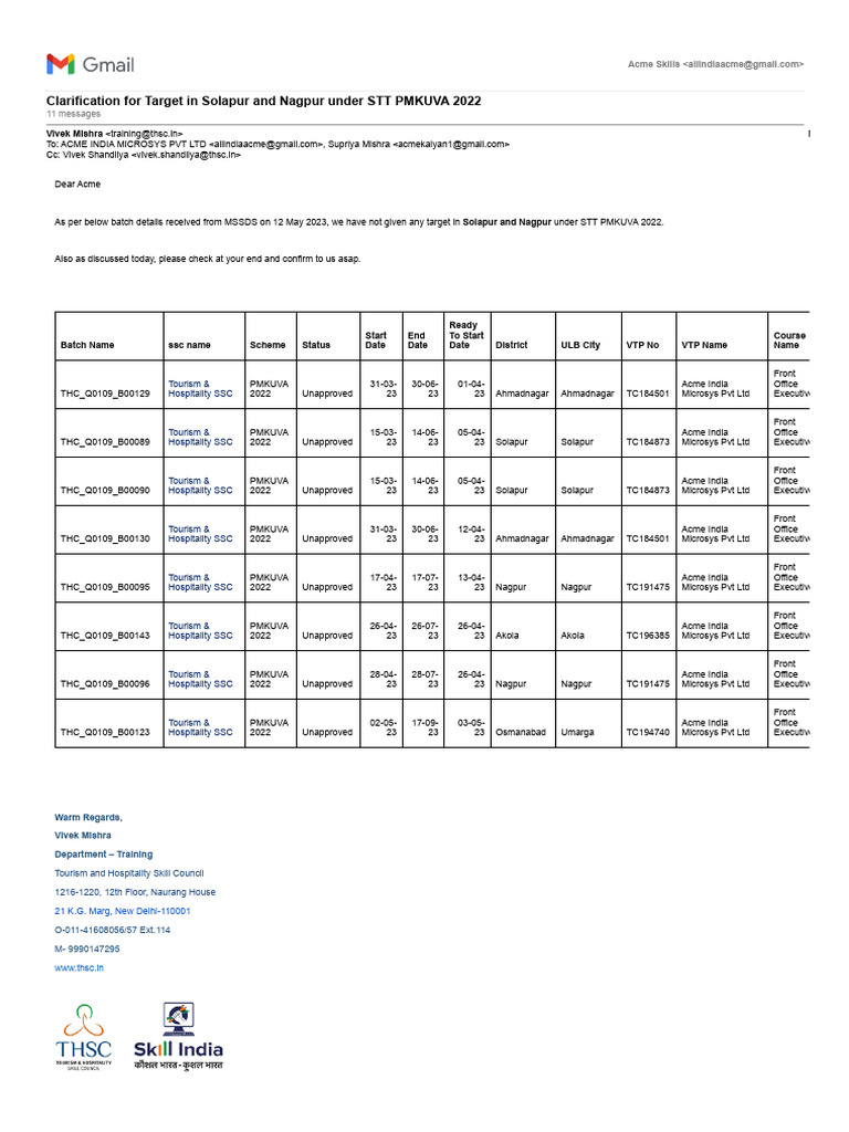 Gmail - Clarification For Target in Solapur and Nagpur Under STT PMKUVA ...