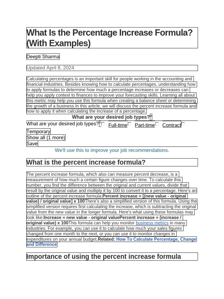 What Is The Percentage Increase Formula | PDF | Percentage | Financial ...