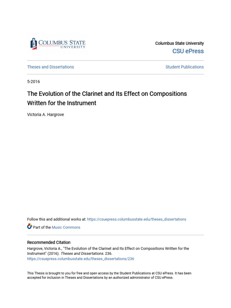 The Evolution of The Clarinet and Its Effect On Compositions Writ | PDF ...