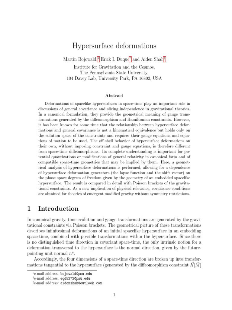 Hypersurface deformations | PDF | Gauge Theory | Hamiltonian Mechanics