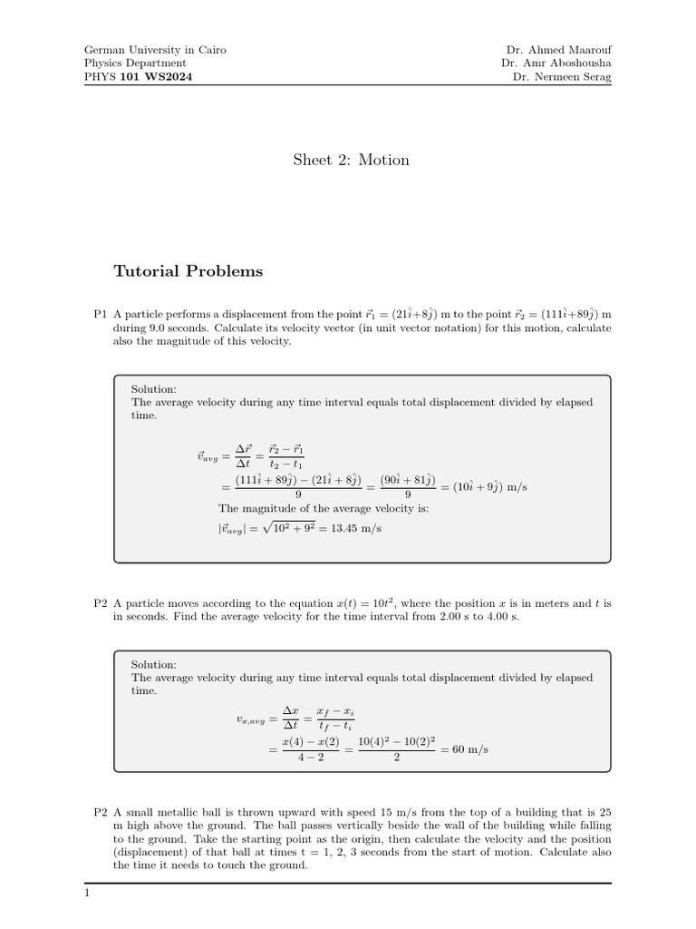 Physics Motion Problems and Solutions | PDF | Speed | Velocity