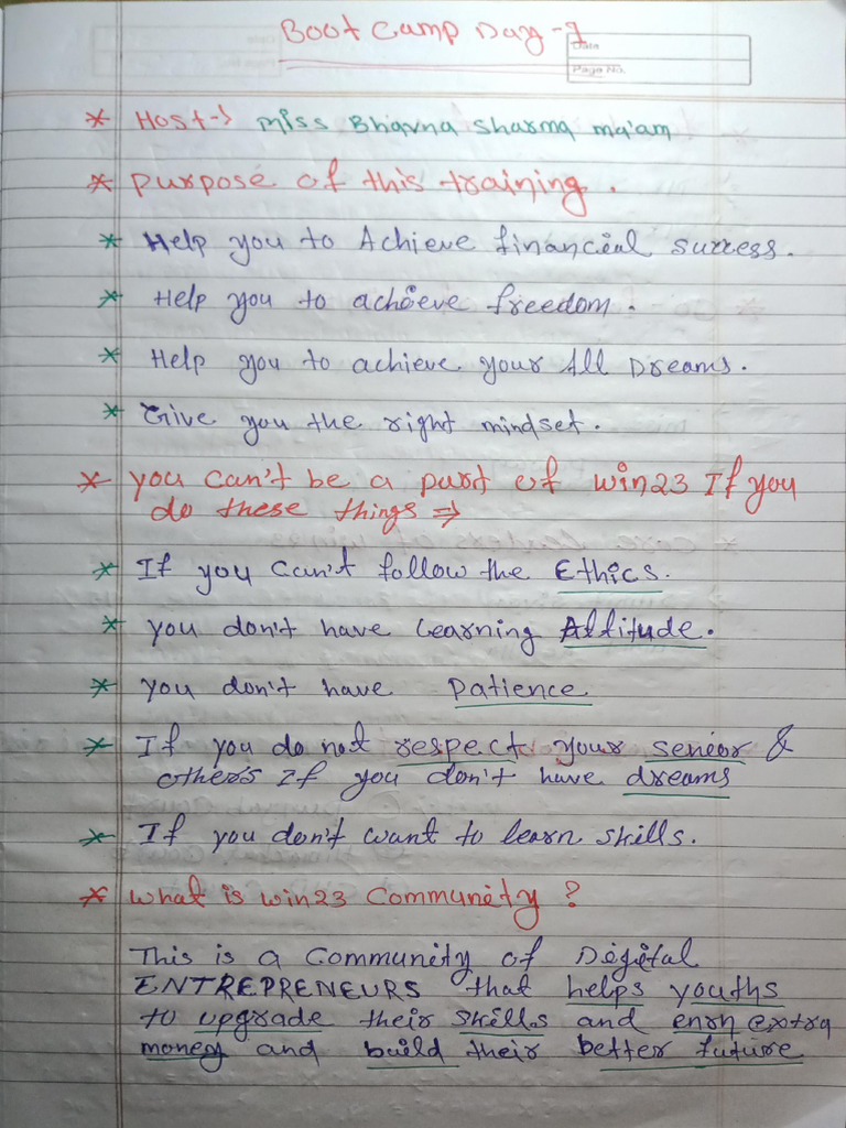 Bootcamp Day 1 Notes and Questions | PDF