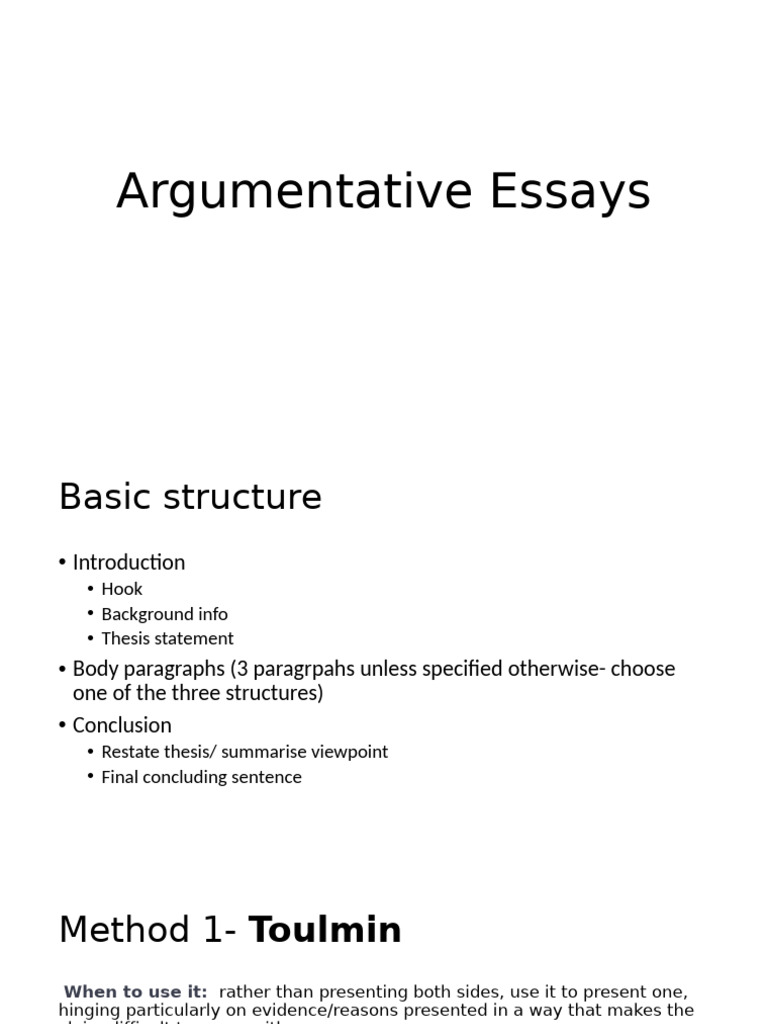 Structure of Argumentative Essays | PDF