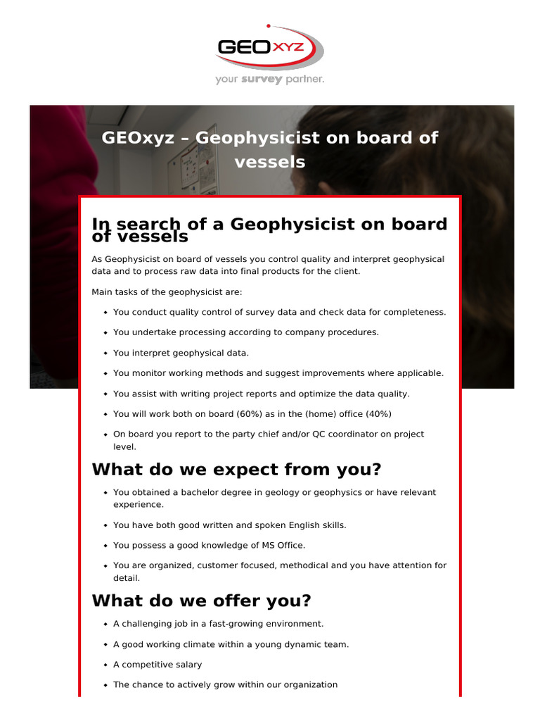 Geoxyz Geophysicist On Board of Vessels | PDF