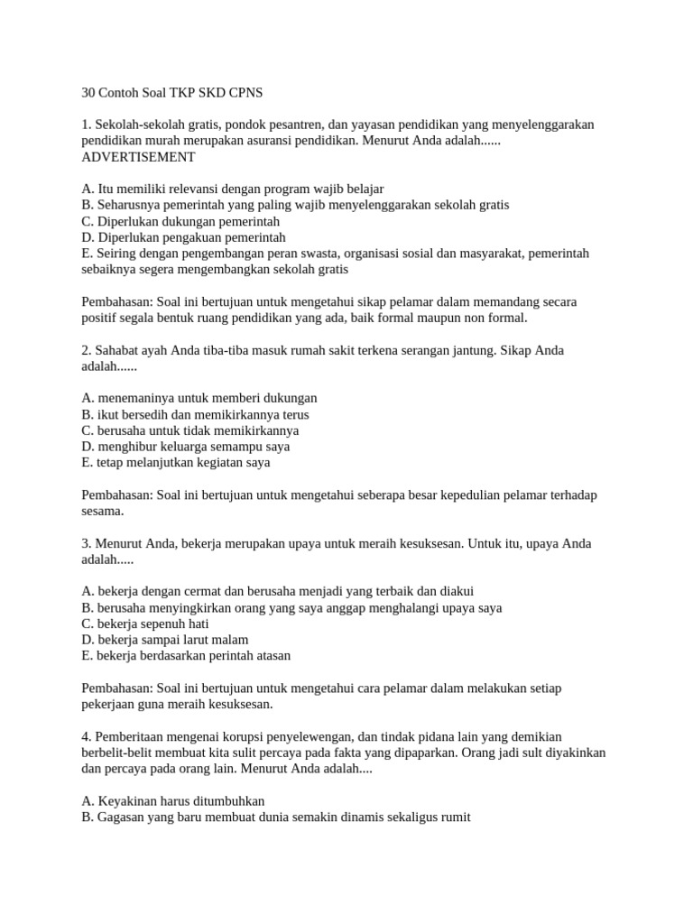 Contoh Soal TKP SKD CPNS 2026 | PDF