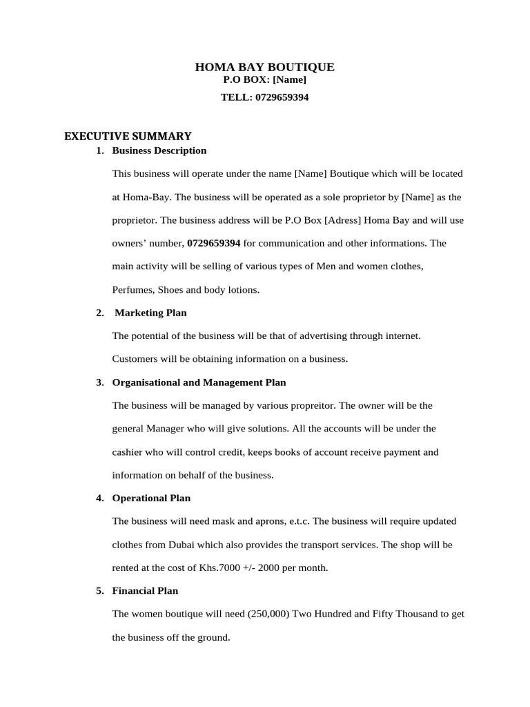 Homa bay plan | PDF | Marketing | Business