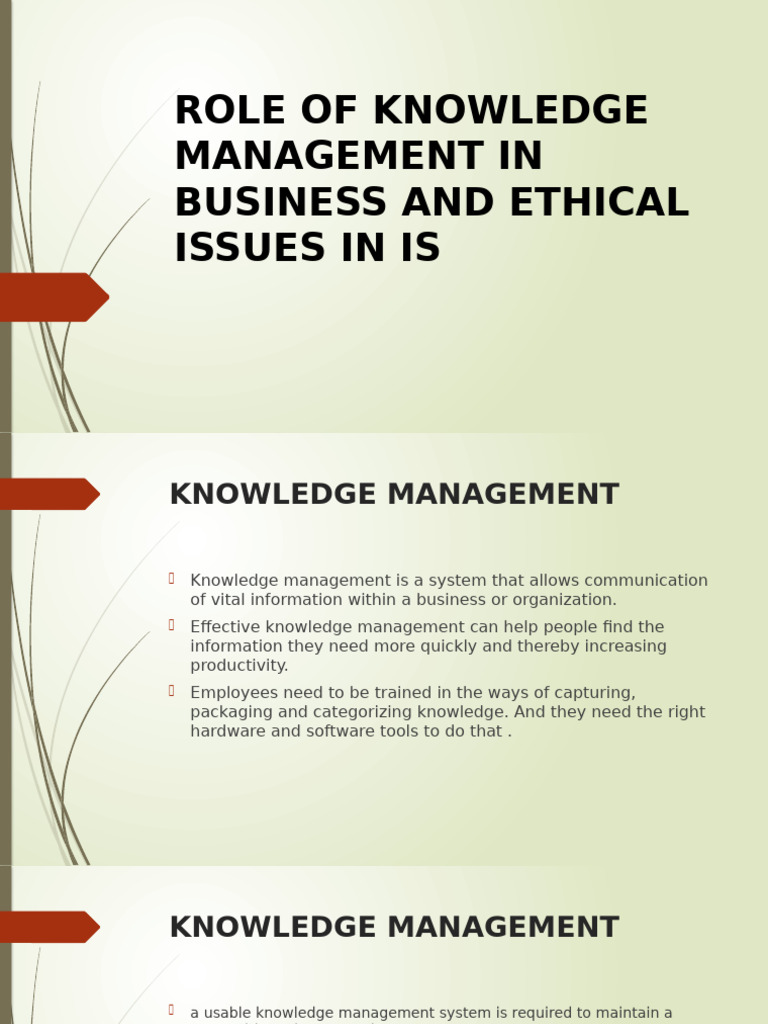 Role of Knowledge Management in Business | PDF | Knowledge Management | Copyright Infringement
