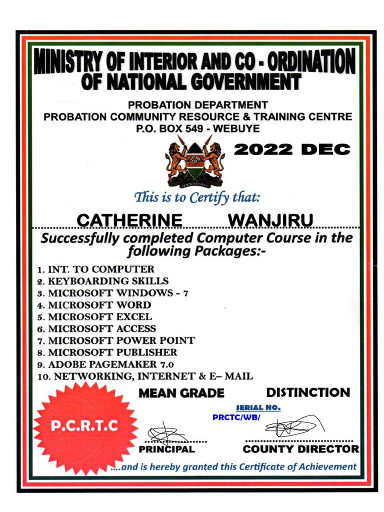 WANJIRU CERT | PDF
