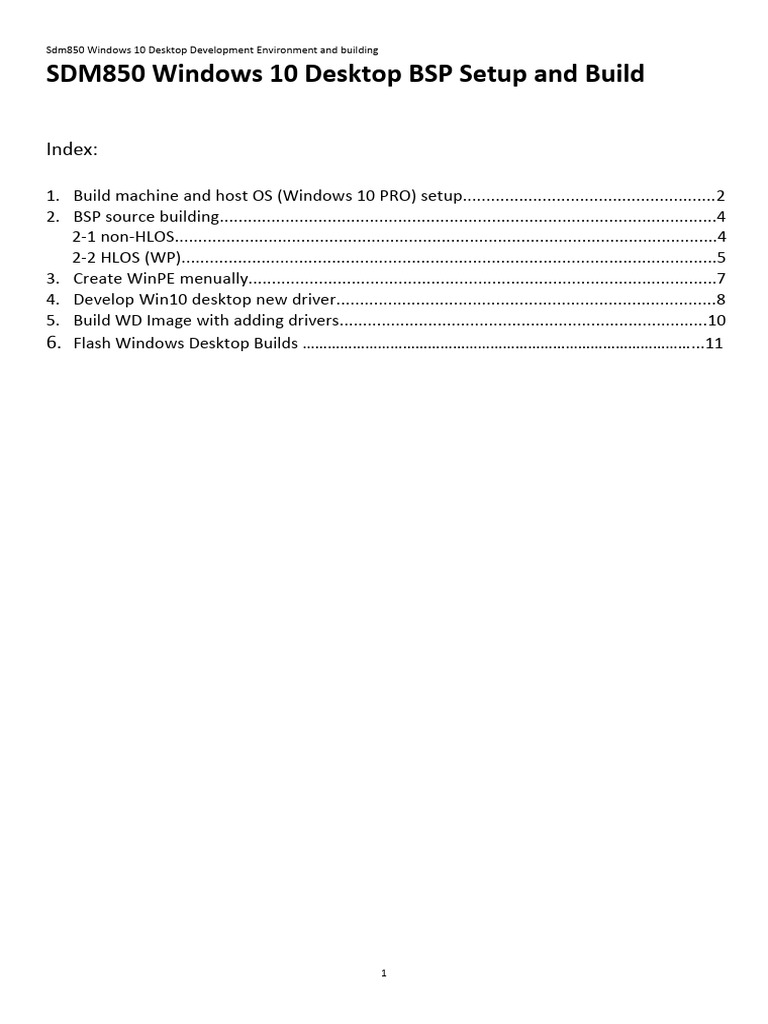 SDM850 Windows 10 BSP Setup Guide | PDF | Windows 10 | Microsoft Windows