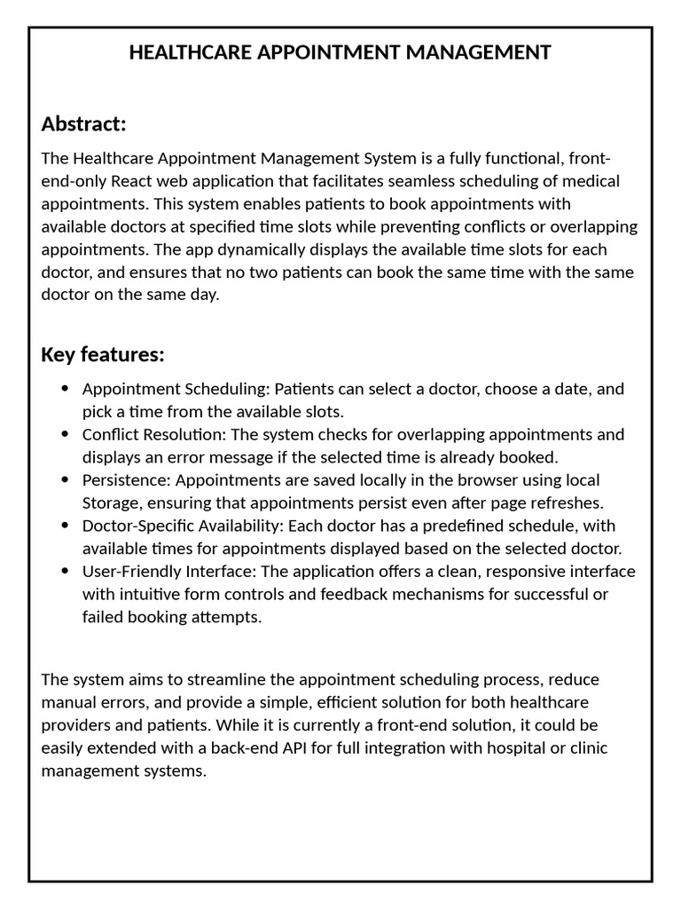 Healthcare Appointment Management | PDF | System Software | Information ...