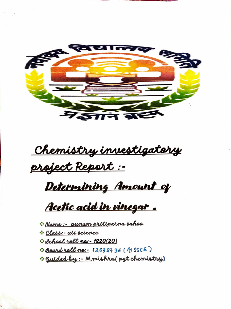 chemistry 12th project | PDF | Titration | Chemistry