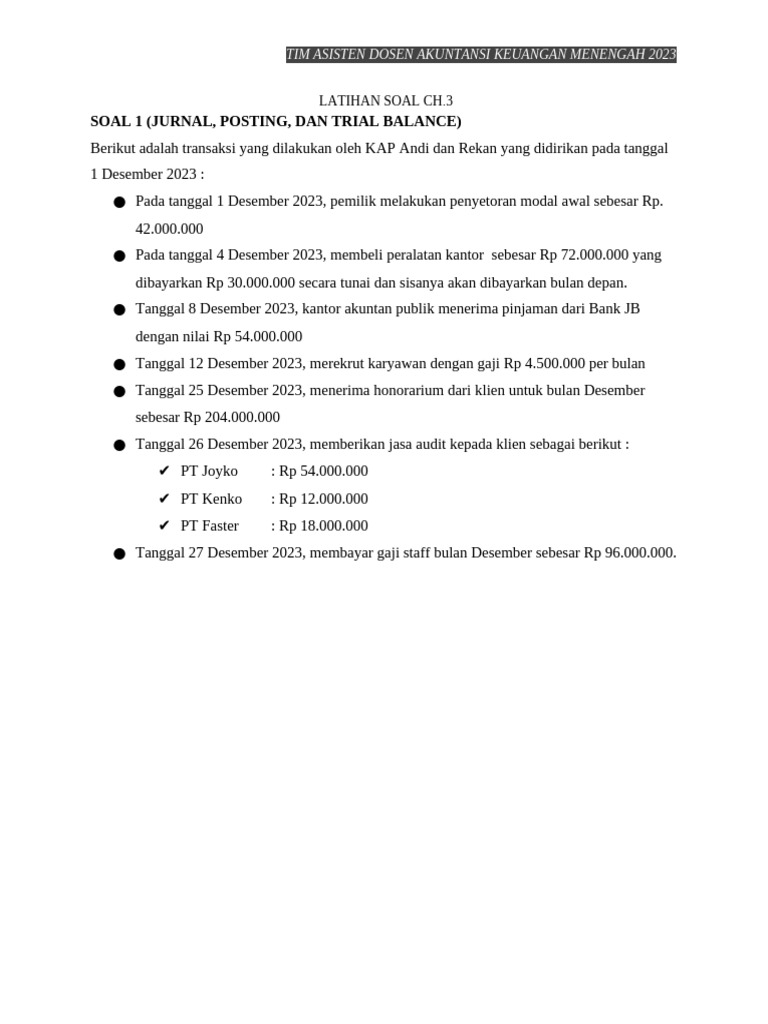 Latihan Soal Chapter 3 | PDF