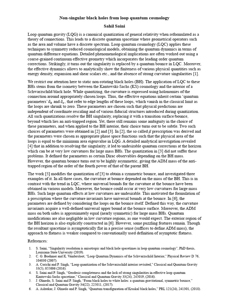 Sahil Summary | PDF | General Relativity | Quantum Gravity