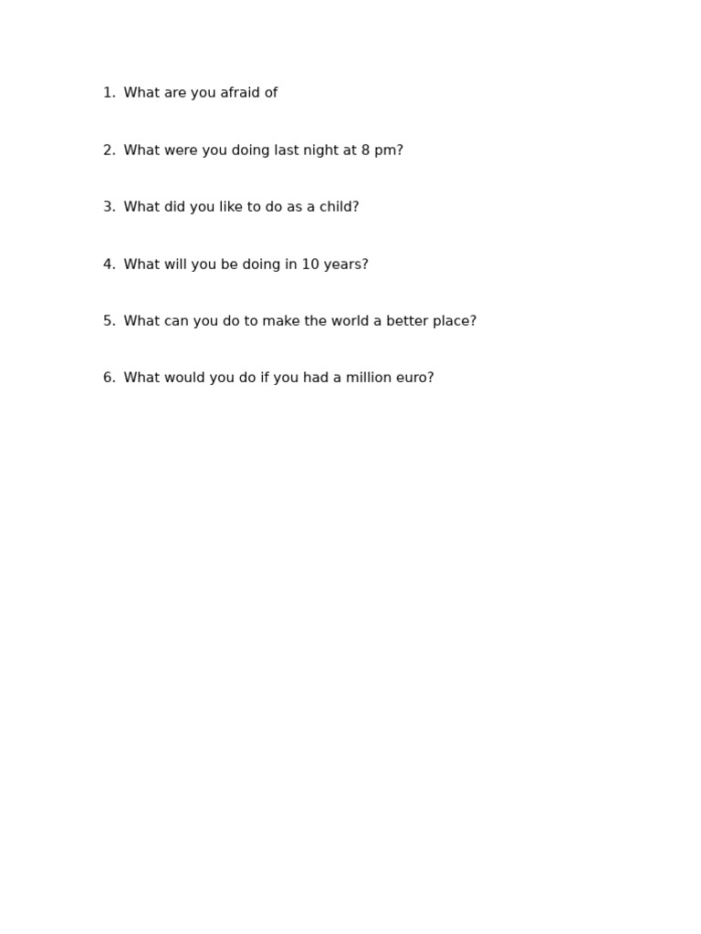 Warm Up Questions | PDF | Young Adult