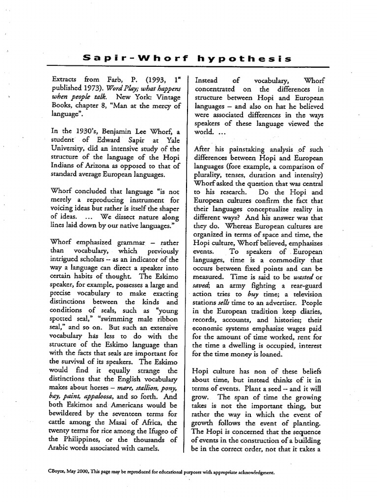 Sapir Whorf HypothesisII | PDF