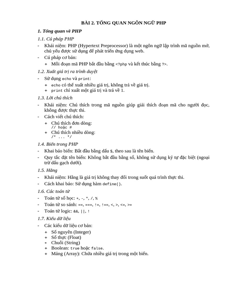 Bai2 Tongquanphp | PDF