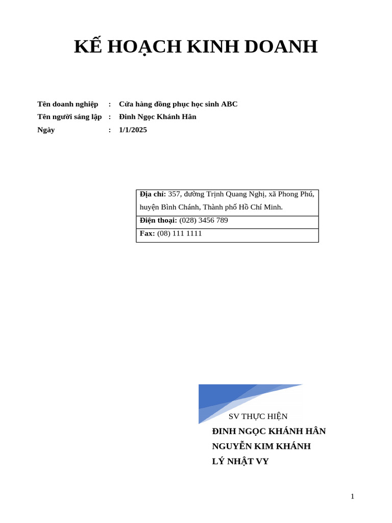Format - mẫu KHKD | PDF
