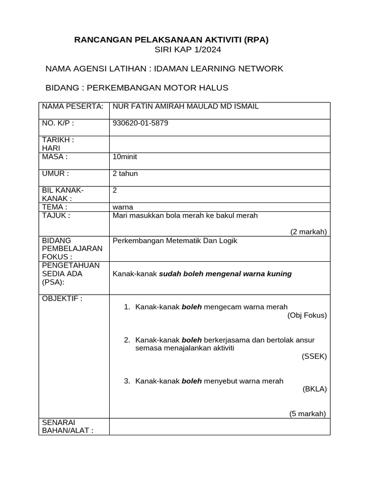 Perkembangan Matematik Dan Logik (2 Tahun) | PDF