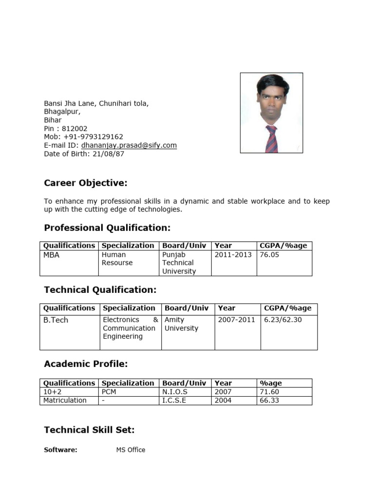 Dhananjay Resume Mba | PDF