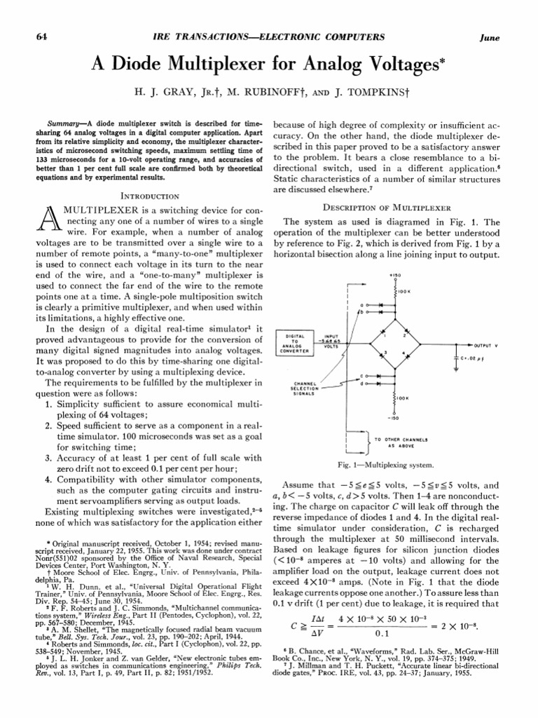 A Diode Multiplexer For Analog Voltages-U0J | Download Free PDF | Diode ...