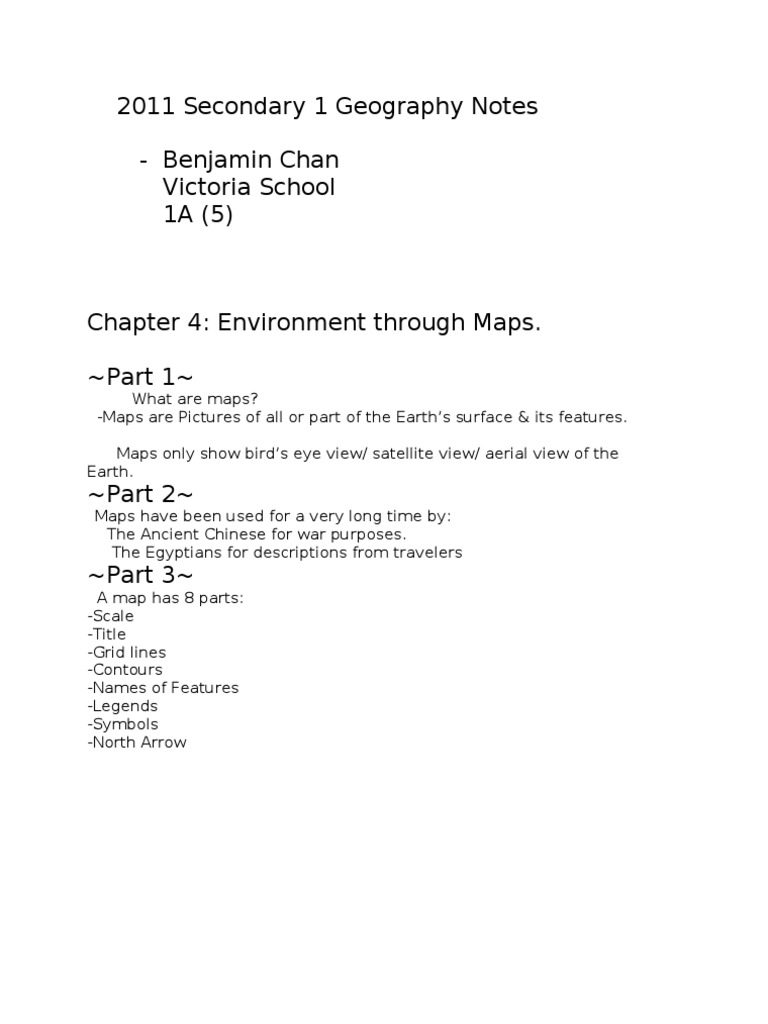 2011 Secondary 1 Geography Notes | PDF