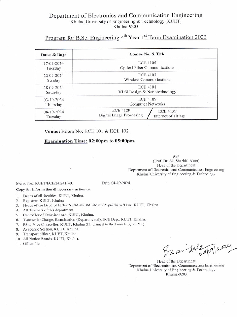 Exam Program 4th Year 1st Term - 20240910 - 0001 | PDF