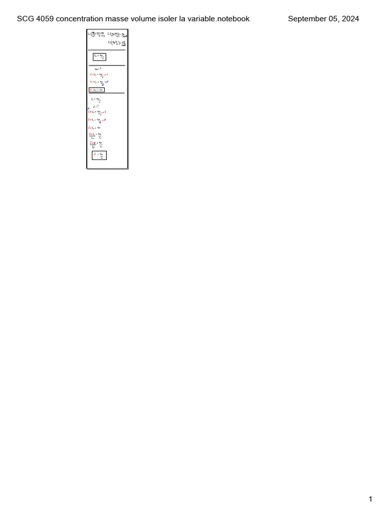SCG 4059 Concentration Masse Volume Isoler La Variable | PDF
