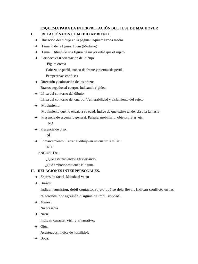 Esquema para La Interpretación Del Test de Machover | PDF | Ropa ...
