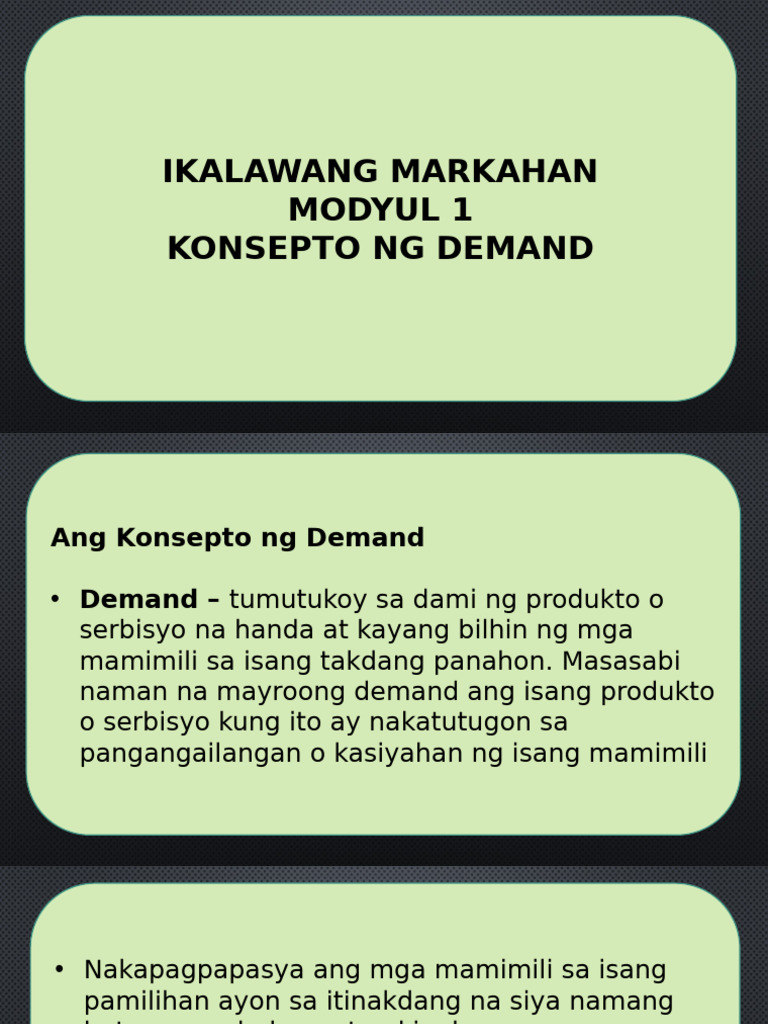 Ikalawang Markahan Modyul 1 Konsepto NG Demand | PDF