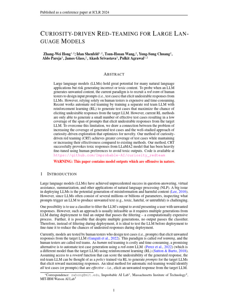 Curiosity-Driven Red-Teaming for LLMs | PDF | Applied Mathematics | Artificial Intelligence