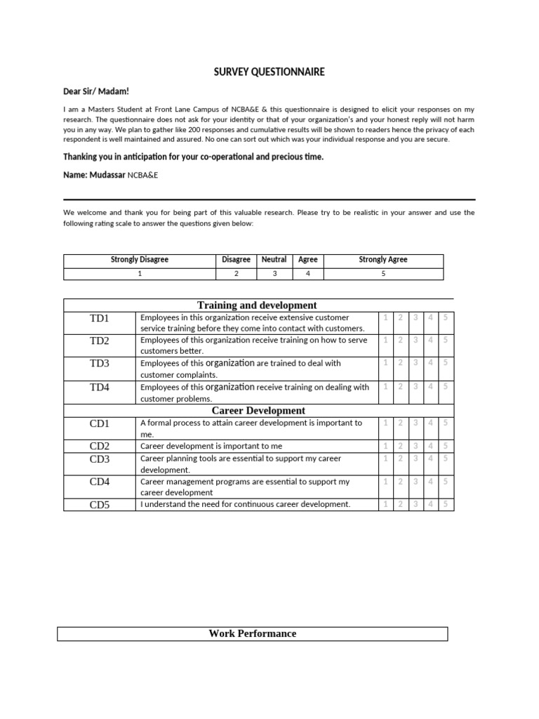 Mudassar Questionnaire-1 | PDF | Questionnaire