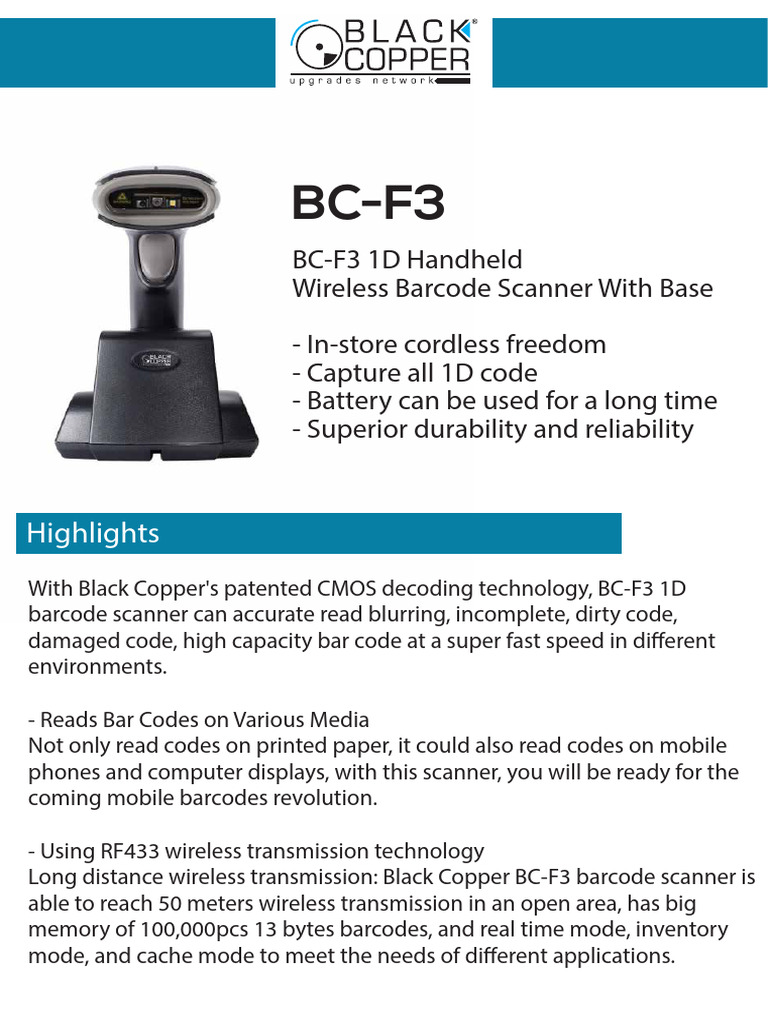 BC-F3 | PDF | Barcode | Image Scanner