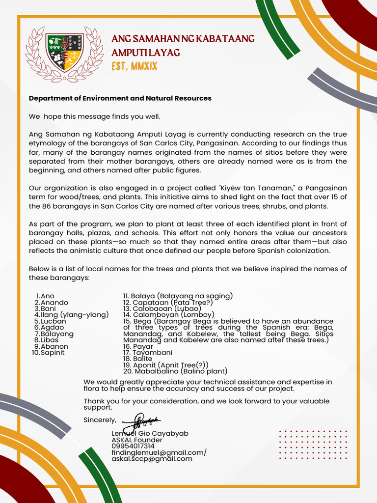 Letter to DENR | PDF | Botany | Plants