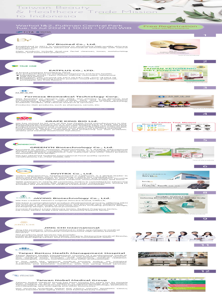EDM Taiwan Beauty and Healthcare Trade Mission 16 JUL 2024 | PDF ...