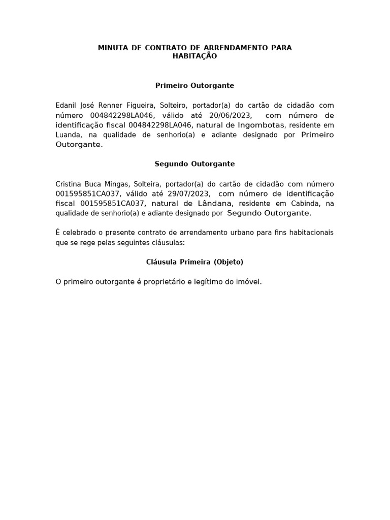 Contrato de Arrendamento | PDF | Leasing | Direito Privado