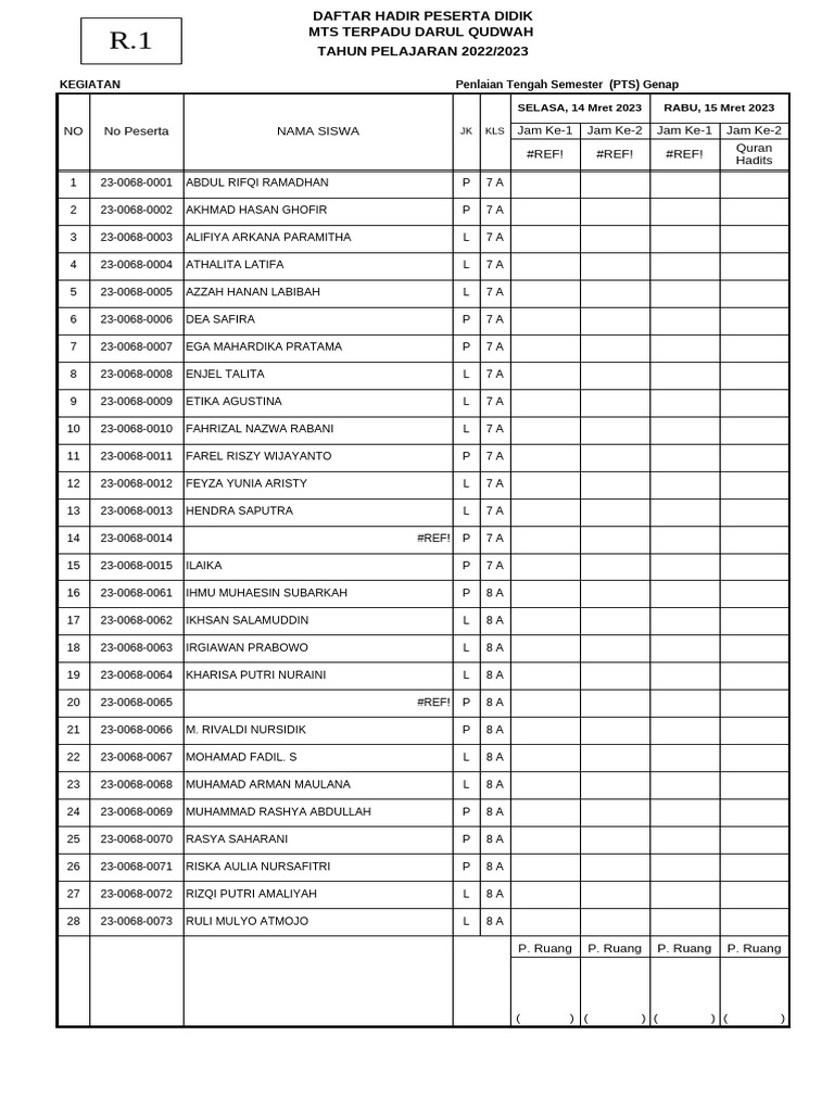 MTK KLS 7 Nilai PTS Genap Tp. 2023-2024 | PDF