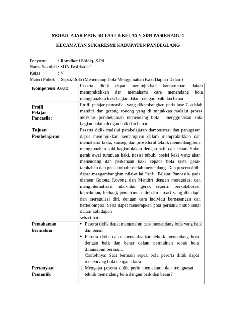 Modul Ajar PKG Doni | PDF