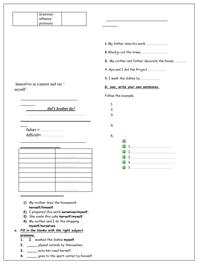 Reflexive Pronouns Practice Guide | PDF | Grammar | Semantics