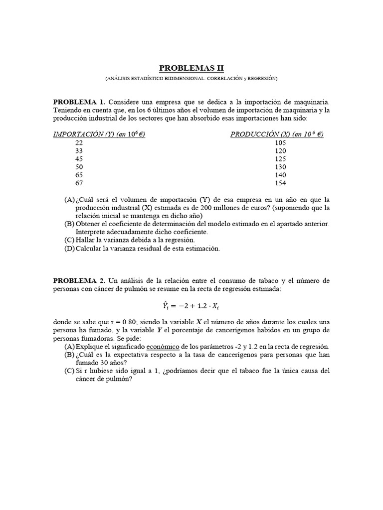 02 - PROBLEMAS - II - AnÃ¡lisis EstadÃ - Stico Bidimensional ...
