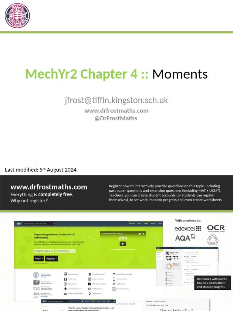MechYr2 Chp4 Moments 2 | PDF | Force | Center Of Mass