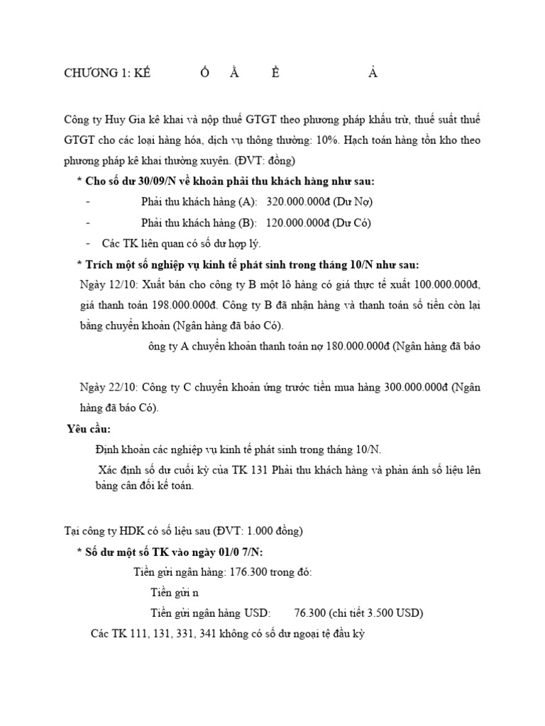 KTTC1. Bài tập | PDF