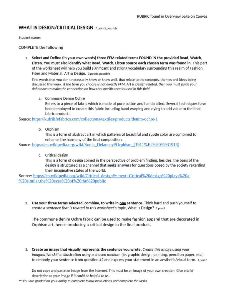 Week 2. What is Design Worksheet-1 | PDF | Image | Textiles