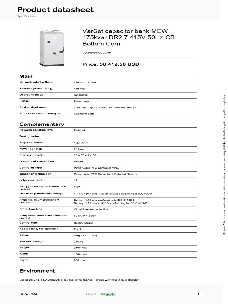 Schneider Electric - PowerLogic-PFC-Capacitor-Banks-IEC - VLVK2A8J19B2CNM | PDF | Capacitor ...
