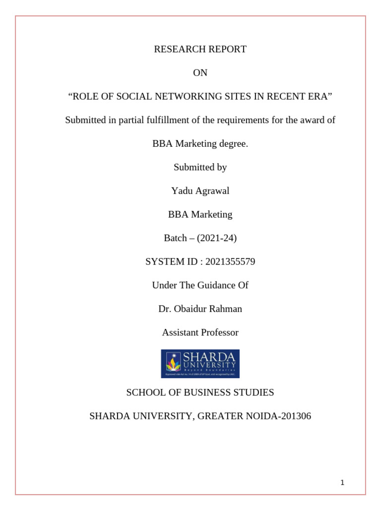 Role of Social Networking Sites in Recent Era | PDF | Social Media ...