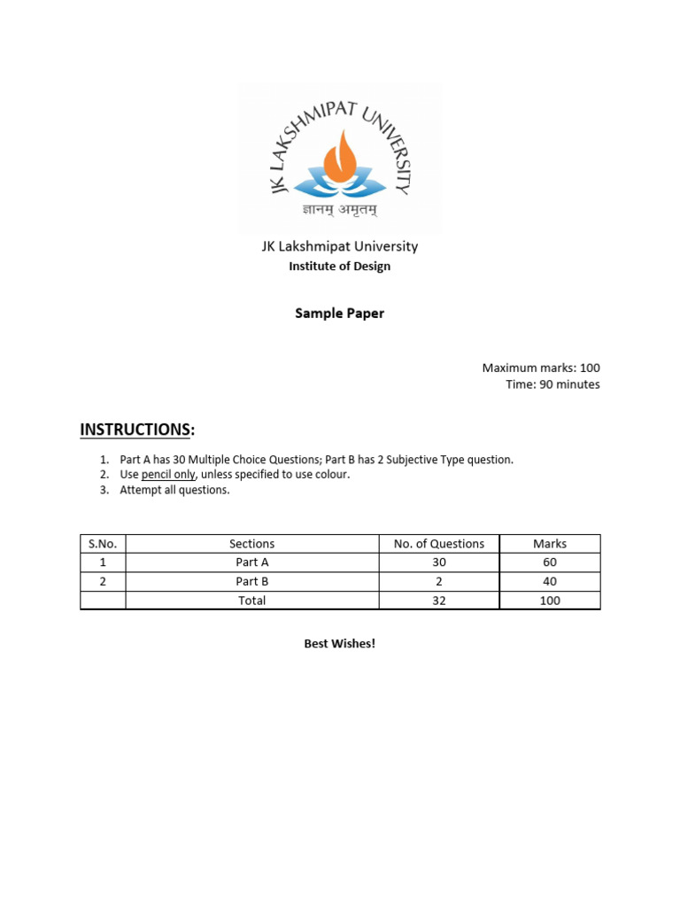 Design Entrance Test - Sample Paper | PDF