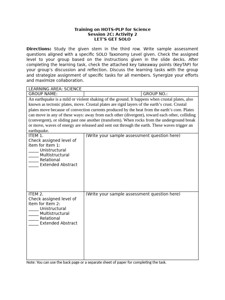 Session 2C. Activity 2 | PDF | Plate Tectonics | Crust (Geology)