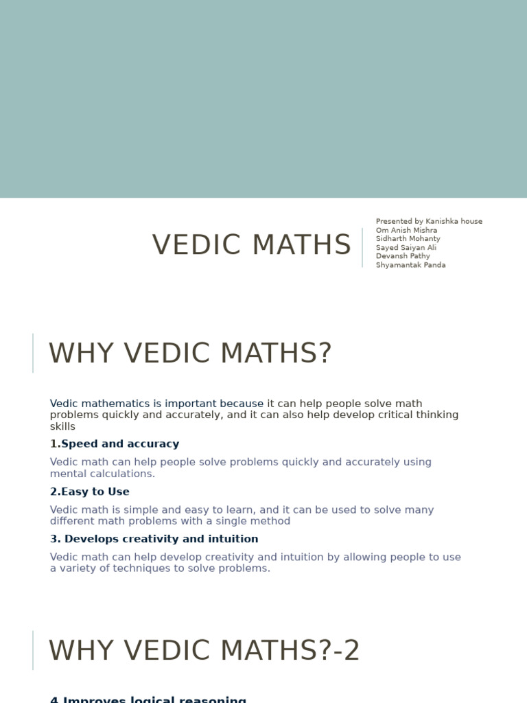 Vedic Maths | PDF | Mathematics | Numbers