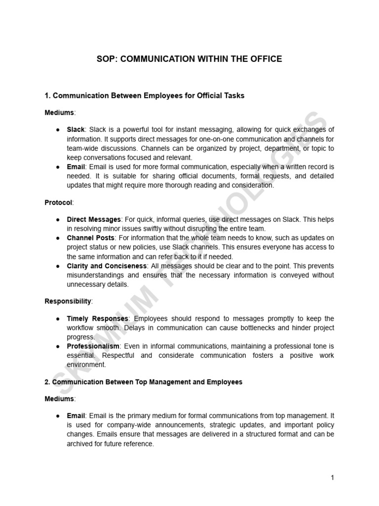 Sop - Communication Within The Office | PDF | Communication | Information