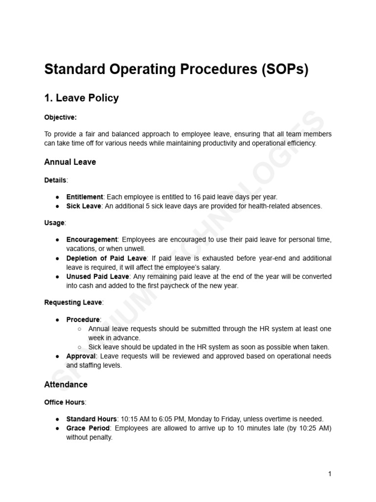Standard Operating Procedures (SOPs) | PDF | Performance Appraisal | Evaluation