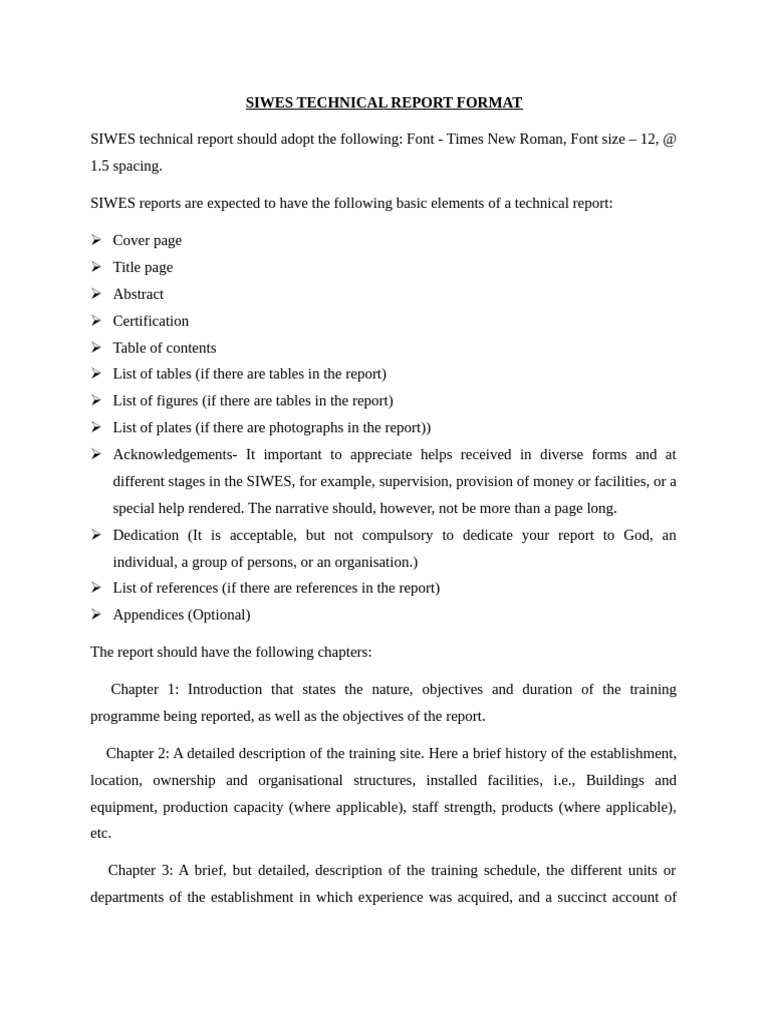 DU SIWES Technical Report Format | PDF | Career & Growth